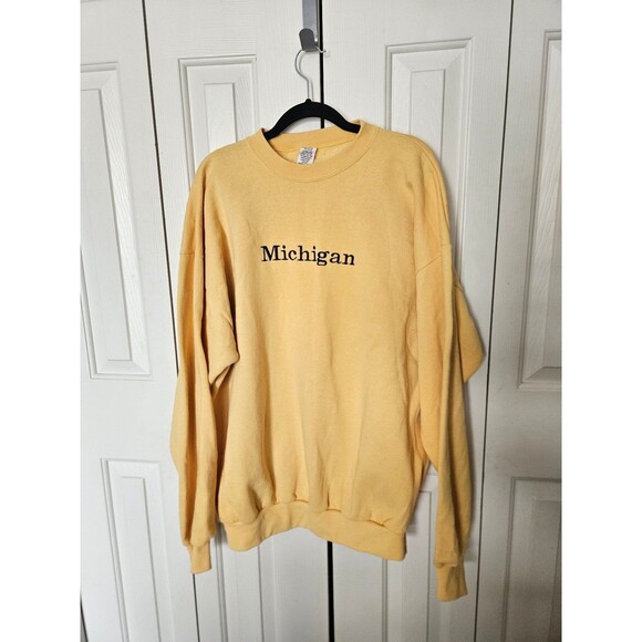 Shirts | Vintage Michigan Embroidered Blue Yellow Crewneck Sweatshirt ...
